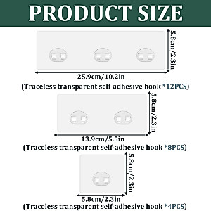 12 Pack Shower Caddy Adhesive Replacement, Transparent Strong Adhesive Hooks, Waterproof No Drilling Shower Shelf Adhesive for Shower Caddy, Bathroom Storage Kitchen