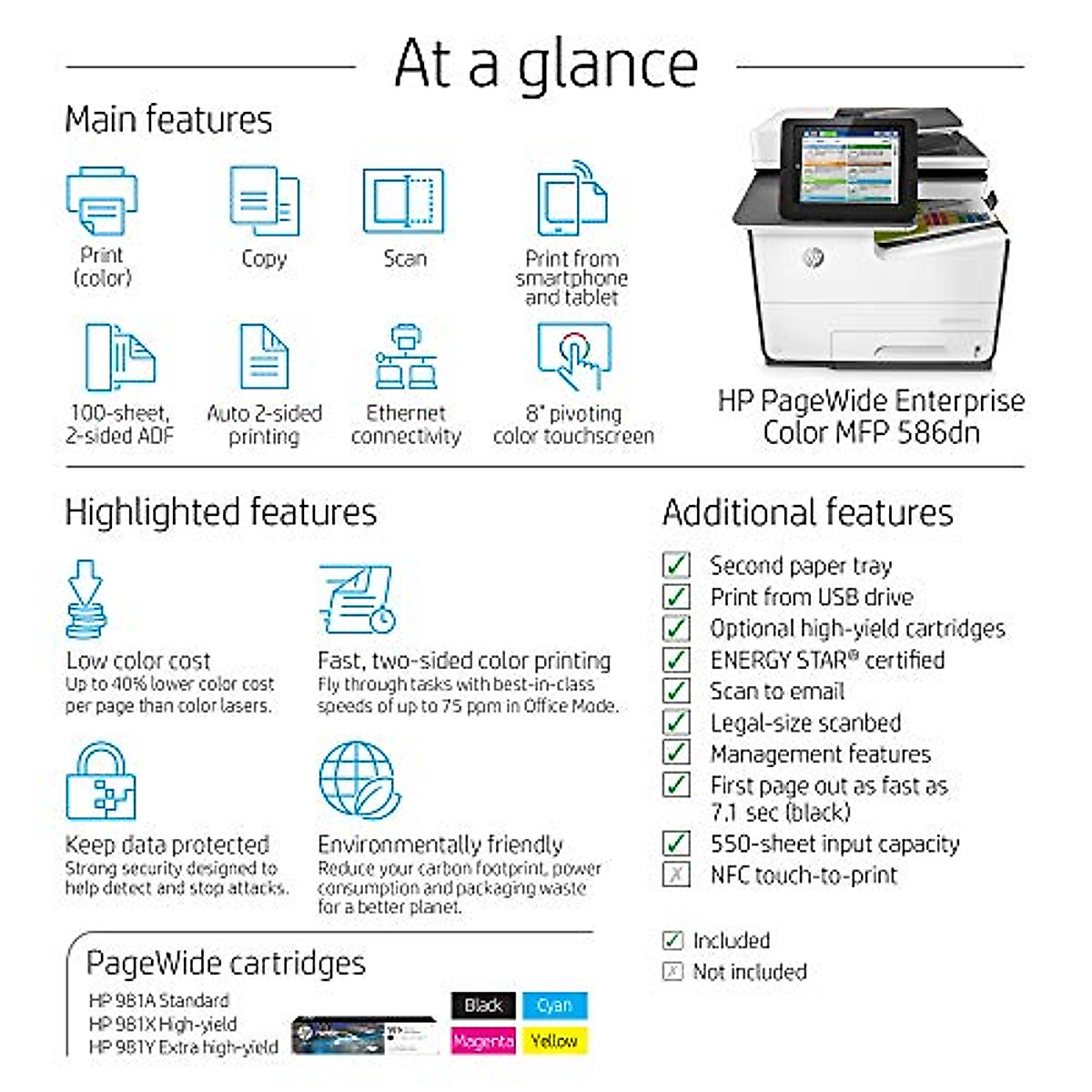 HP PageWide Enterprise Color 586dn Multifunction Duplex Printer (G1W39A)