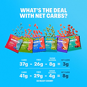 Shameless Snacks - Healthy Low Calorie Snacks, Low Carb Keto Gummies (Gluten Free Candy) - 6 Pack Super Variety Pack