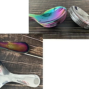 4pcs 304 Stainless Steel Spoon, Short Handle Spoon, Cute Dessert Ice Cream Spoon, Titanium Plated Tea Coffee Round Spoon,Milk Powder Condiments Spoon (Silver)
