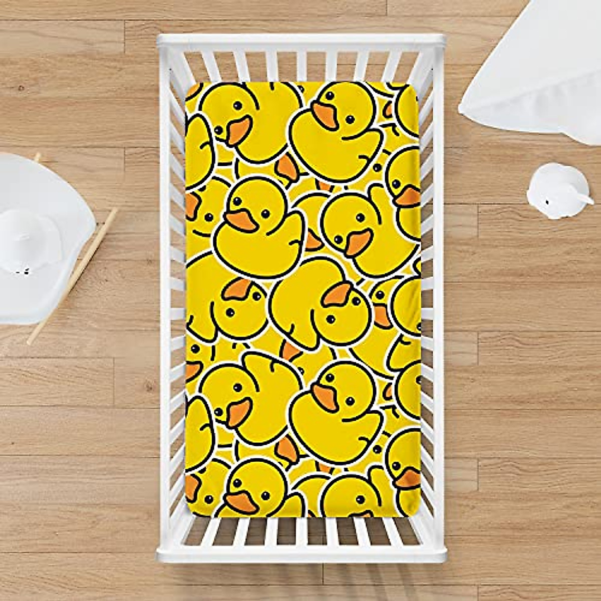 ARIGHTEX Fitted Crib Sheet, 100% Soft Microfiber, Boys & Unisex Baby Sheet for Standard Crib and Toddler Mattresses 28in x 52in, Nursery Sheet, Yellow Duck