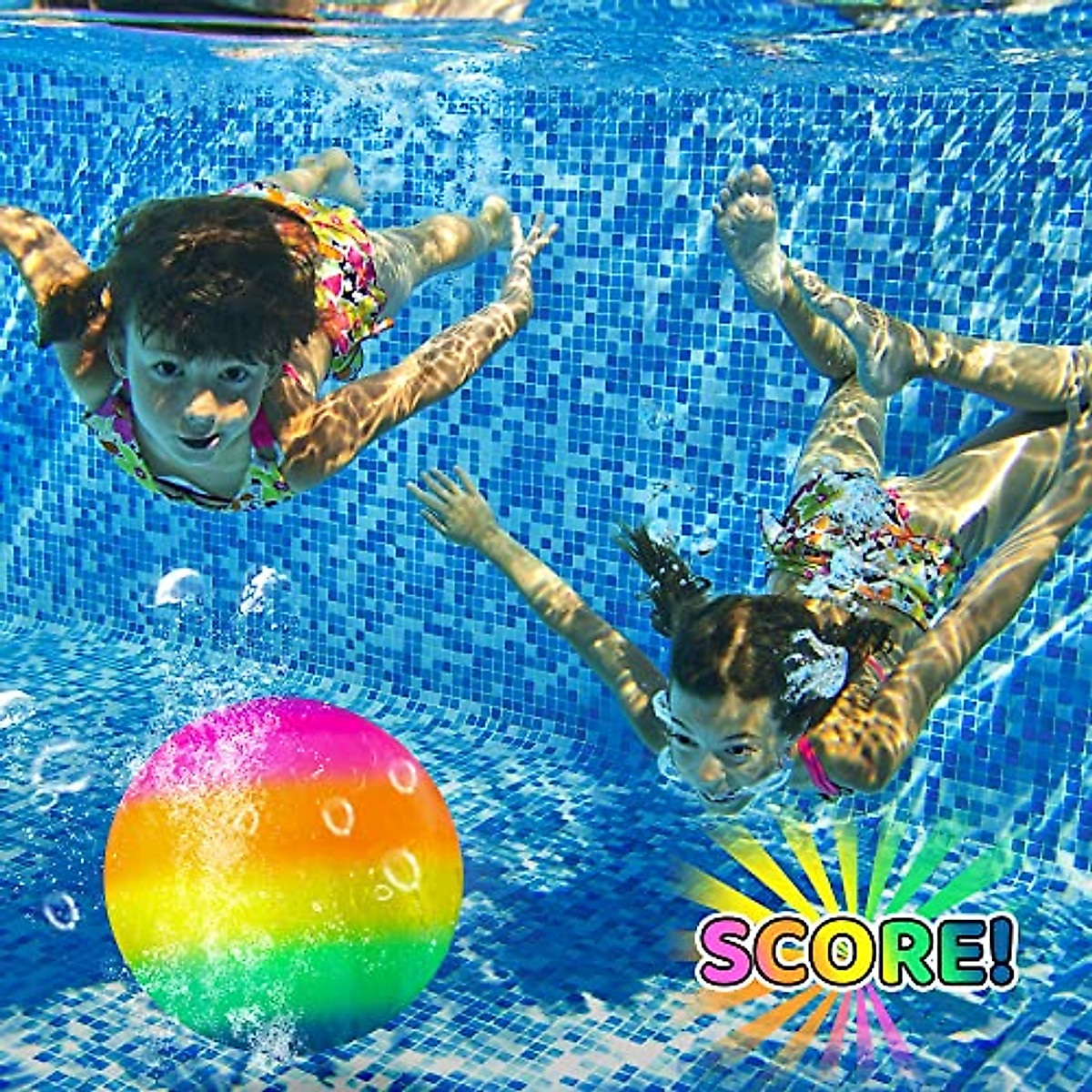 Hiboom Swimming Pool Balls Underwater | Pool Diving Toys Ball with Water Filling Adapter | Cool Exercise Toys That Can Bounce Under Water, Swimming Gifts for Kids, Adults, Family