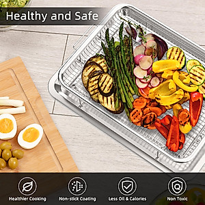 Air Fryer Basket,YEPATER 15.6" x 11.6" Large Oven Air Fryer Basket and Tray,Stainless Steel Non-stick Oven Air Fryer Basket with 30 PCS Parchment Paper,Air Fryer Pan and Crisper Tray for Baking