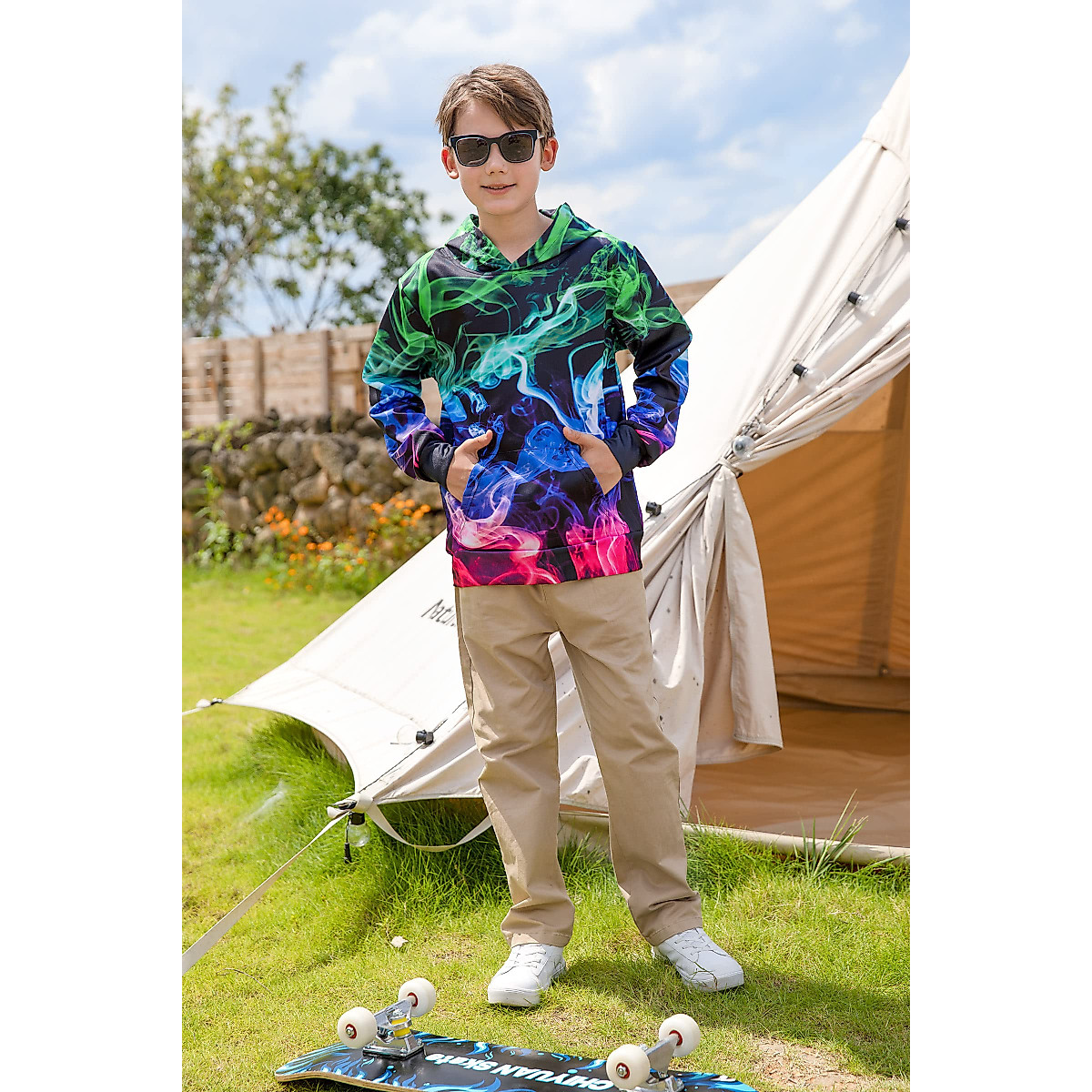 Idgreatim Kids Smoke Printed Sweatshirt 3D Graphic Long Sleeve Crewneck Hoodies Funny Children Boys Girls Hoodies 8-10 Years