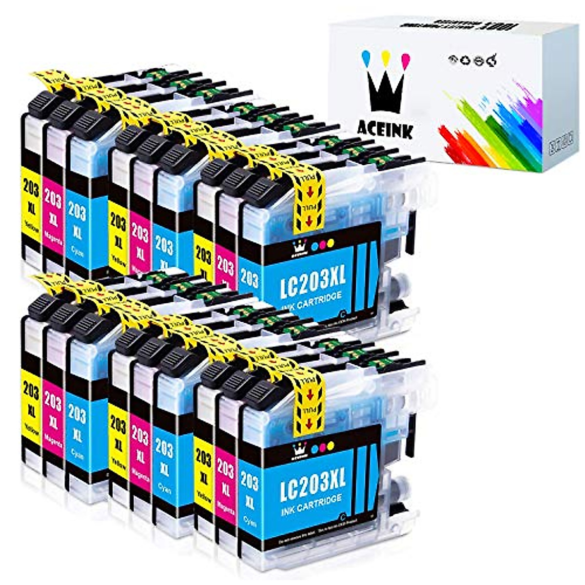 AceInk LC203 XL Replacement Ink Cartridges for Brother LC203 XL LC203XL Compatible with Brother MFC-J460DW MFC-J880DW MFC-J680DW MFC-J4620DW MFC-J480DW MFC-J4420DW Printer (6C+6M+6Y)