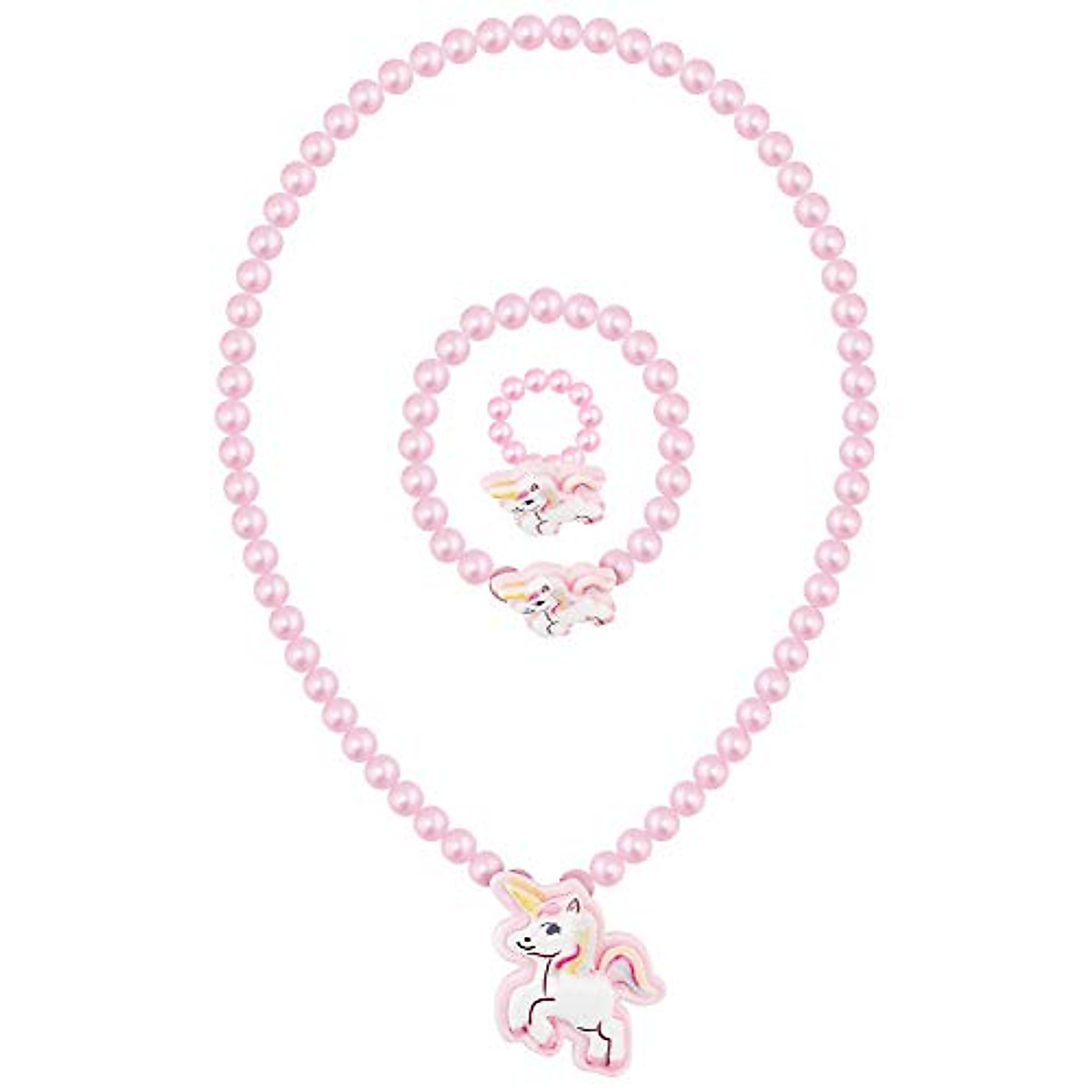 RR ROUND RICH DESIGN Musical Jewelry Glitter Storage Box and Jewelry Set for Little Girls with Spinning Unicorn and Rainbow - Blue Danube Tune Blue