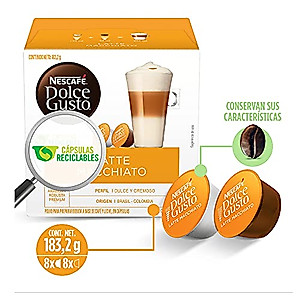 Nescafe Dolce Gusto Coffee Pods, Latte Macchiato, 16 capsules, Pack of 3