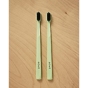 Boka Classic Manual Toothbrush with Extra Soft Activated-Charcoal, Tapered Bristles, Bioplastic Handle That Includes Travel Cap, Dentist-Approved, Great for Adults and Kids, Mint (Pack of 1)