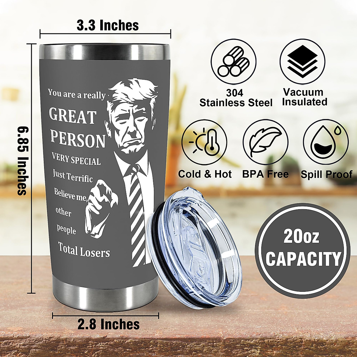 Birthday Gifts for Men Women, Thank You Appreciation Gifts, Sometimes You Forget You Are Awesome Gifts, Inspirational Birthday Gifts for Best Friends, Coworker, Boss, 20 Oz Tumbler, Grey