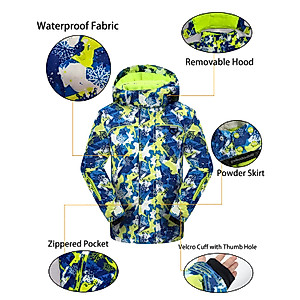 PHIBEE Big Boy's Waterproof Breathable Snowboard Ski Jacket Print1 6