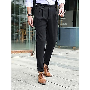 Floerns Men's Classic Fit Flat Front Dress Pants Office Business Trousers Black M