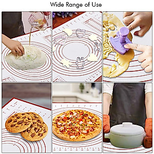 Asenky Food Grade Nonstick Silicone Pastry Bakers Mat,24”x16" Large Dough Rolling Mat with Measurements for Kneading Pie Crust Bread Cookies,Oven Liner
