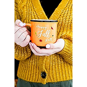 Pearhead Happy Fall Y'all Mug, Autumn Coffee Mug, Home Dećor Accessories, Orange, 15oz, Fall Kitchen Decorations, Holiday Tea or Coffee Mug