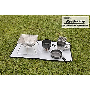 Hikeman Fire Pit Mat Silicone Fireproof Table Top Fireplace Bowl Pad Portable firepit Accessory for Outside Campfire Grill Camping Stove to Protect Deck Lawn from Popping Embers (L 41"x23")