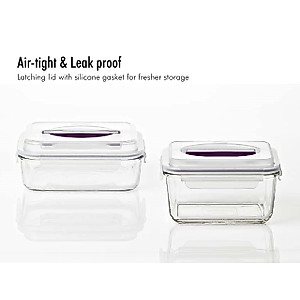 GLASSLOCK 125 Oz Glass Food Storage set of 2 – Large Capacity, Airtight & Leak-Proof, BPA Free Lid with Carry Handle, Microwave, Dishwasher, Fridge & Freezer Safe, Marinating, Sauce, Fruit Storage