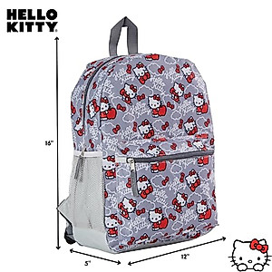 Fast Forward Hello Kitty Backpack for Girls, 16 inch, Red and Grey