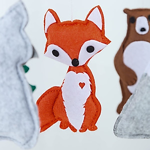 PINNKKU Woodland Animal Baby Mobile | Nursery Mobiles | Woodland Nursery Decor | Crib Mobile for Baby Boys and Girls | Crib Bedding Accessory| Baby Gift