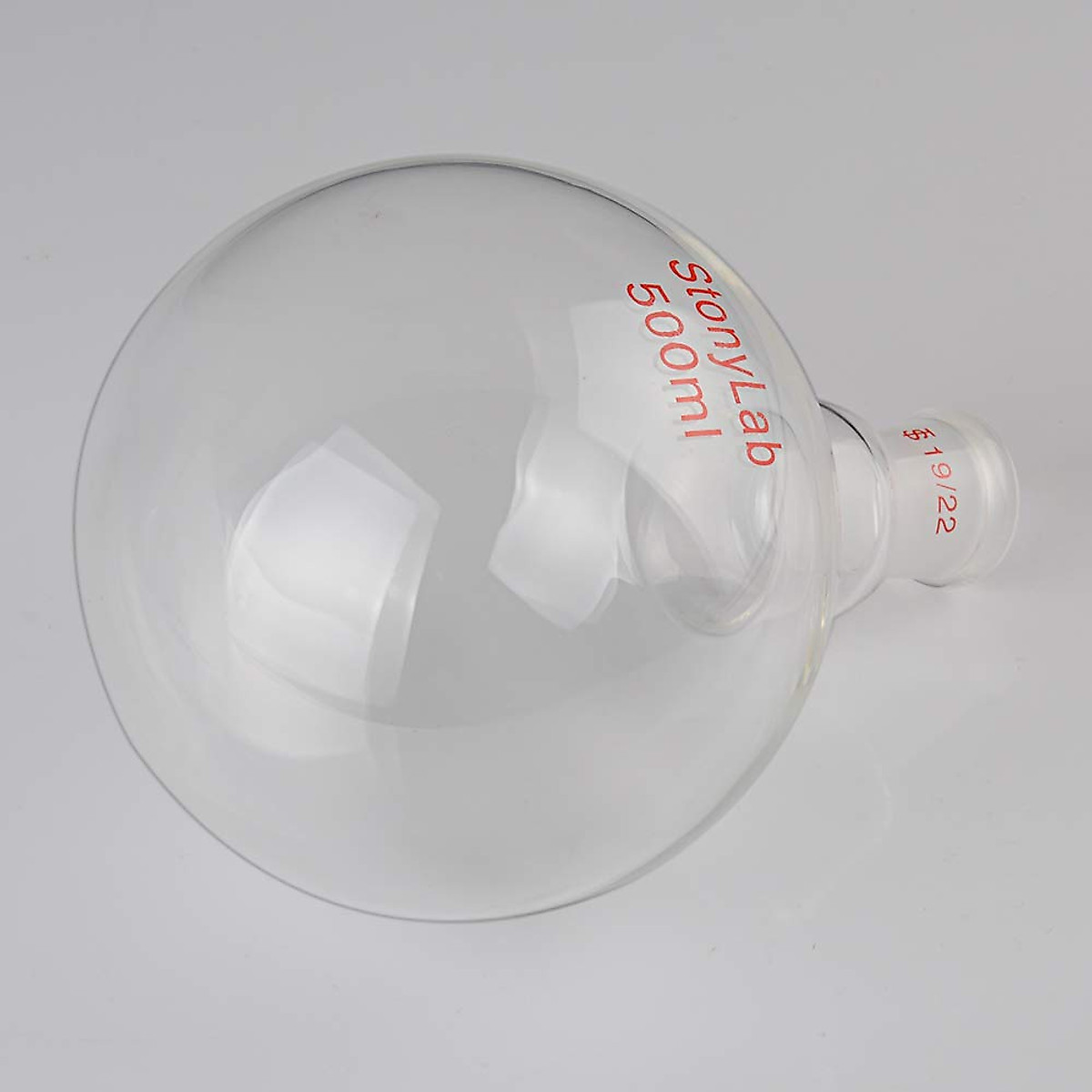 StonyLab Glass 500mL Heavy Wall Single Neck 1 Neck Round Bottom Flask RBF, with 19/22 Standard Taper Outer Joint - 500mL