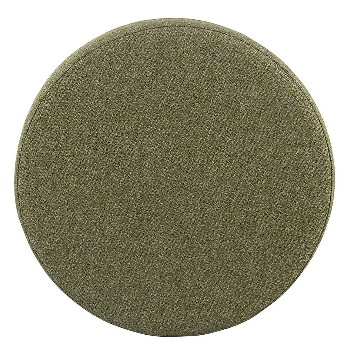 Homepop Home Decor | Upholstered Round Storage Ottoman | Ottoman with Storage for Living Room & Bedroom, Green Tweed
