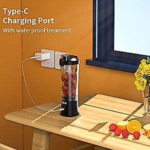 Portable Blender,Tulevik Personal Blender for Shakes and Smoothies with 6 Blades,20 Oz Mini Blender with Travel Lid and USB Rechargeable for Kitchen/Gym/Travel/Office, BPA-Free, Black