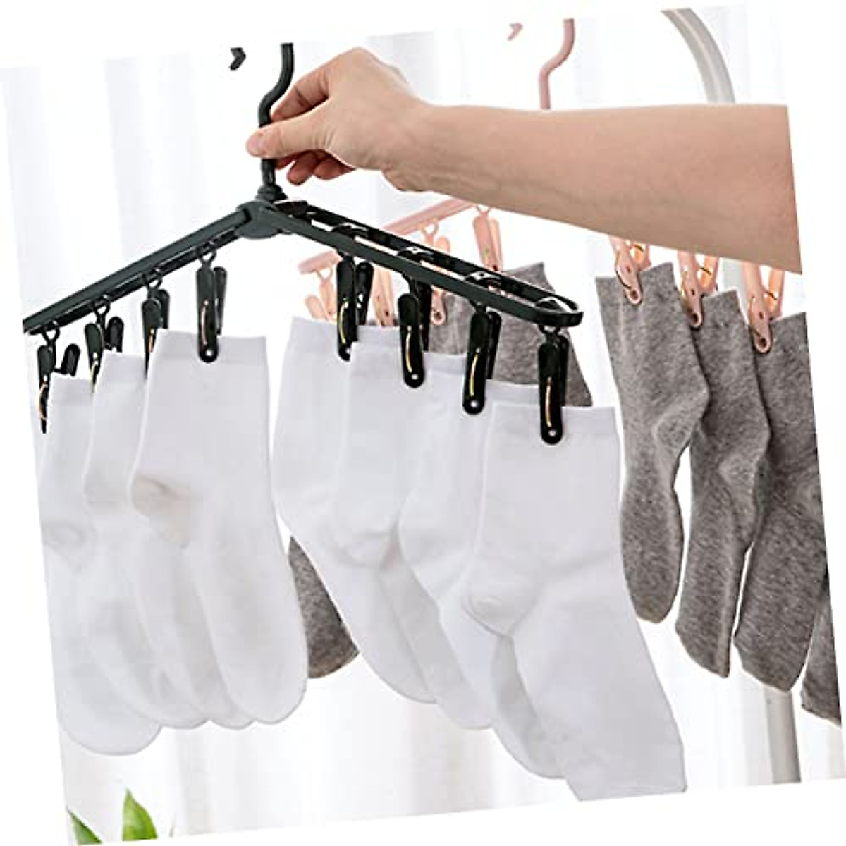 2pcs Collapsible Hangers c fold Towels Collapsible Laundry Drying Rack Foldable Clip Drip Hanger Clothes Drying Racks Folding Drying Rack Socks Holder Multi-Purpose Hanger Bra Clip