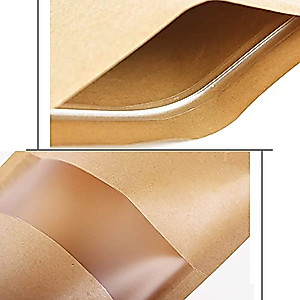 Kingrol 150 Count 5.9 x 8.6 Inch Kraft Paper Bags with Resealable Lock Seal Zipper &Transparent Window, Stand Up Food Bags