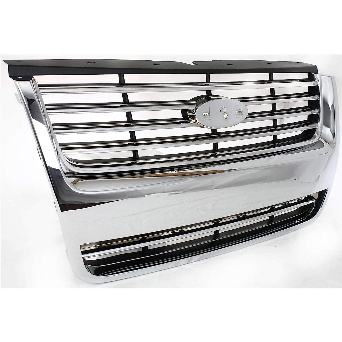 Evan Fischer Grille Assembly Compatible with 2006-2010 Ford Explorer Chrome Shell with Painted Black Insert CAPA With emblem provision Plastic Grille FO1200476C