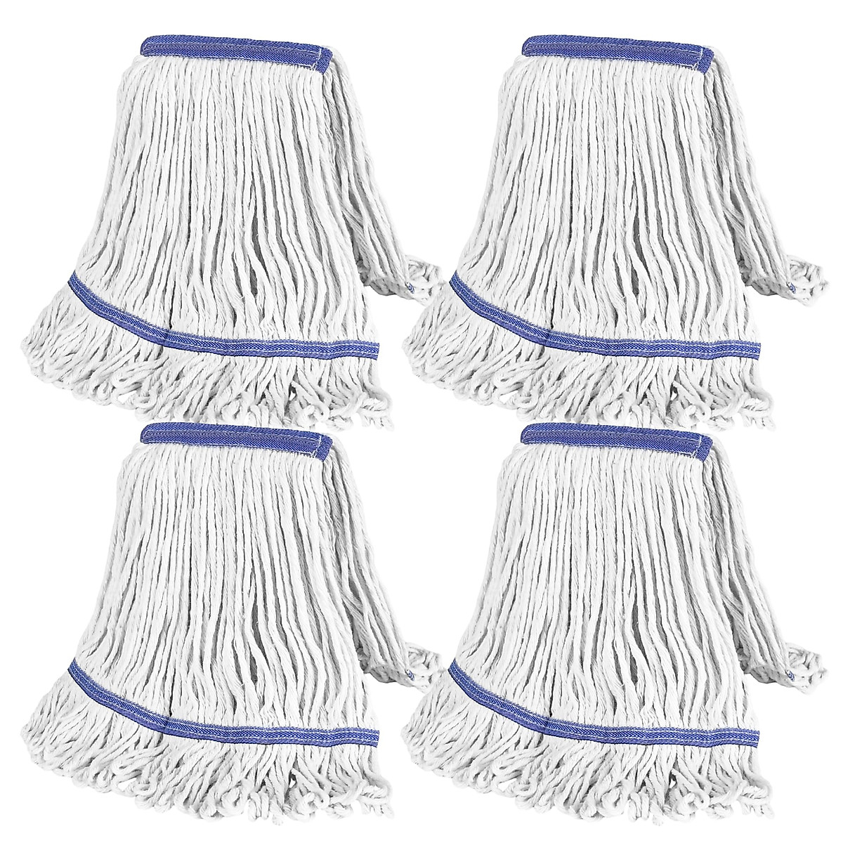 4 Pieces Mop Head Replacement Heavy Duty Commercial Mop Heads Wet Industrial String Cotton mop Cotton Looped End String Head Refill