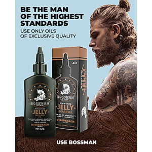 Bossman Beard Oil Jelly (4oz) - Beard Growth Softener, Moisturizer Lotion Gel with Natural Ingredients - Beard Growing Product (Stagecoach Scent)