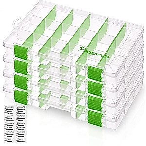 Piscifun Fishing Tackle Boxes, Tackle Trays with Waterproof Labels and Removable Dividers, 3600 BPA-Free Plastic Clear Fishing Storage Organizer Boxes for Lures, 4 Packs