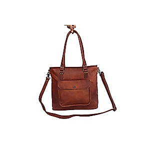 Genuine Leather Tote Bag Women's Handbag Purse Work Travel Shopping Holdall Shoulder Bags, 16 Inch Medium