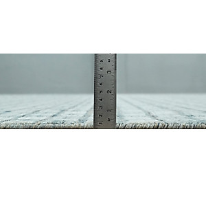 Artisan's Arc Hand Made Checkered Scandinavian Blended Wool Flatwoven Area Rug, White, Teal and Gray, 8x10 | KE18810