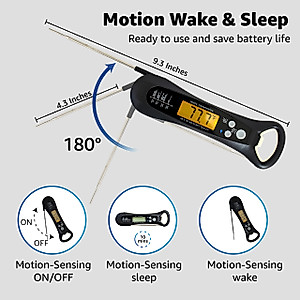 Genesis IMPEX Instant Read Meat Thermometer for Grill & Cooking, Digital Waterproof Kitchen Food Thermometer, Ultra Fast with Backlight Calibration, Foldable Probe Deep Fry, BBQ, and Roast Turkey