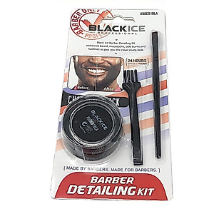 Black- Ice Barber Detailing Kit Enhance Beard & Mustache Sharp Hairline Brush Color (Charcoal Black)
