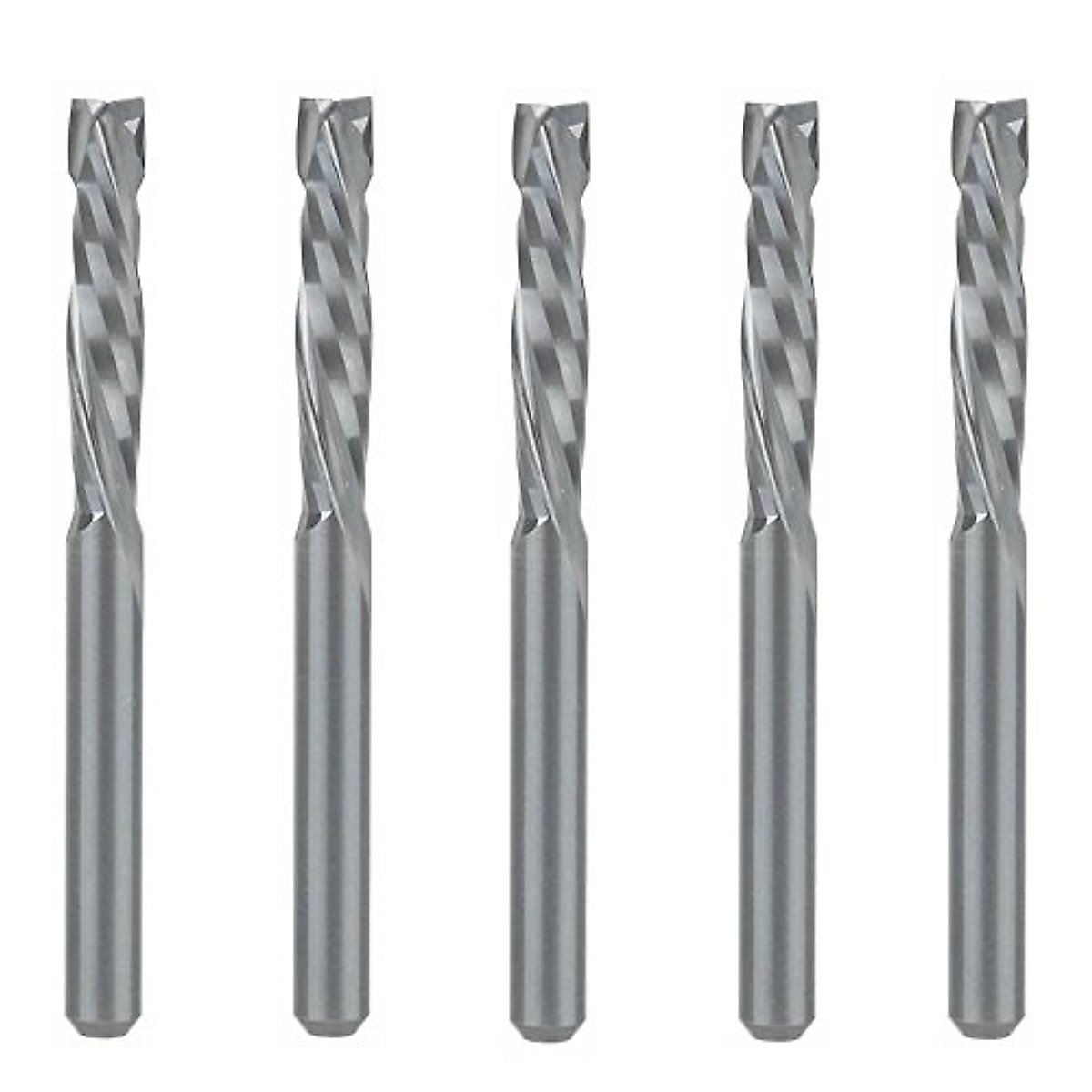 HOZLY 1/8 Inch Shank Carbide End Mills Up & Down Cut CNC Spiral Router Bits 2 Flutes Milling Cutter Compression Router Bit for Engraving Milling Woodworking Pack of 5