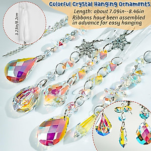 GuassLee Christmas Crystal Prism Ornaments for Christmas Tree - 6pcs Iridescent Teardrop Crystal Glass Sun Catcher for Christmas Decorations Indoor Tree Birthday Party Decor
