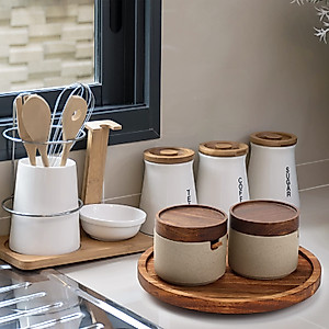 Mumufy 6 Pcs Lazy Susan Organizer Lazy Susan Turntable Organizer Lazy Susan Turntable Tray for Kitchen Counter Round Pantry Table Organization for Cabinet (9 Inch,Acacia Wood)