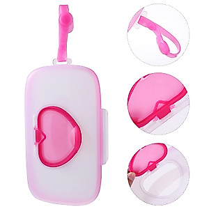 2Pcs On The Go Baby Wipes Dispenser Case Tissue Box Baby Wipe Holder Wipe Container for Outdoor Travel Car Pink