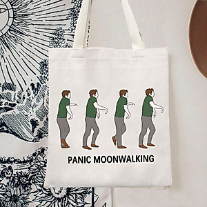 TOBGB New Girl TV Show Inspired Gift Nick Miller Novelty Makeup Bag New Girl TV Show Fans Gift New Girl Merchandise Panic Moonwalk Tote Bag (Panic Moonwalk tote)