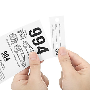 Ireer 1000 Sets Parking Tickets Vehicle Claim Tags with Car Diagram 3 Part Key Tags Perforated Cardstock Temporary Parking Tags Numbered 000-999 with 1000 Pcs Rings