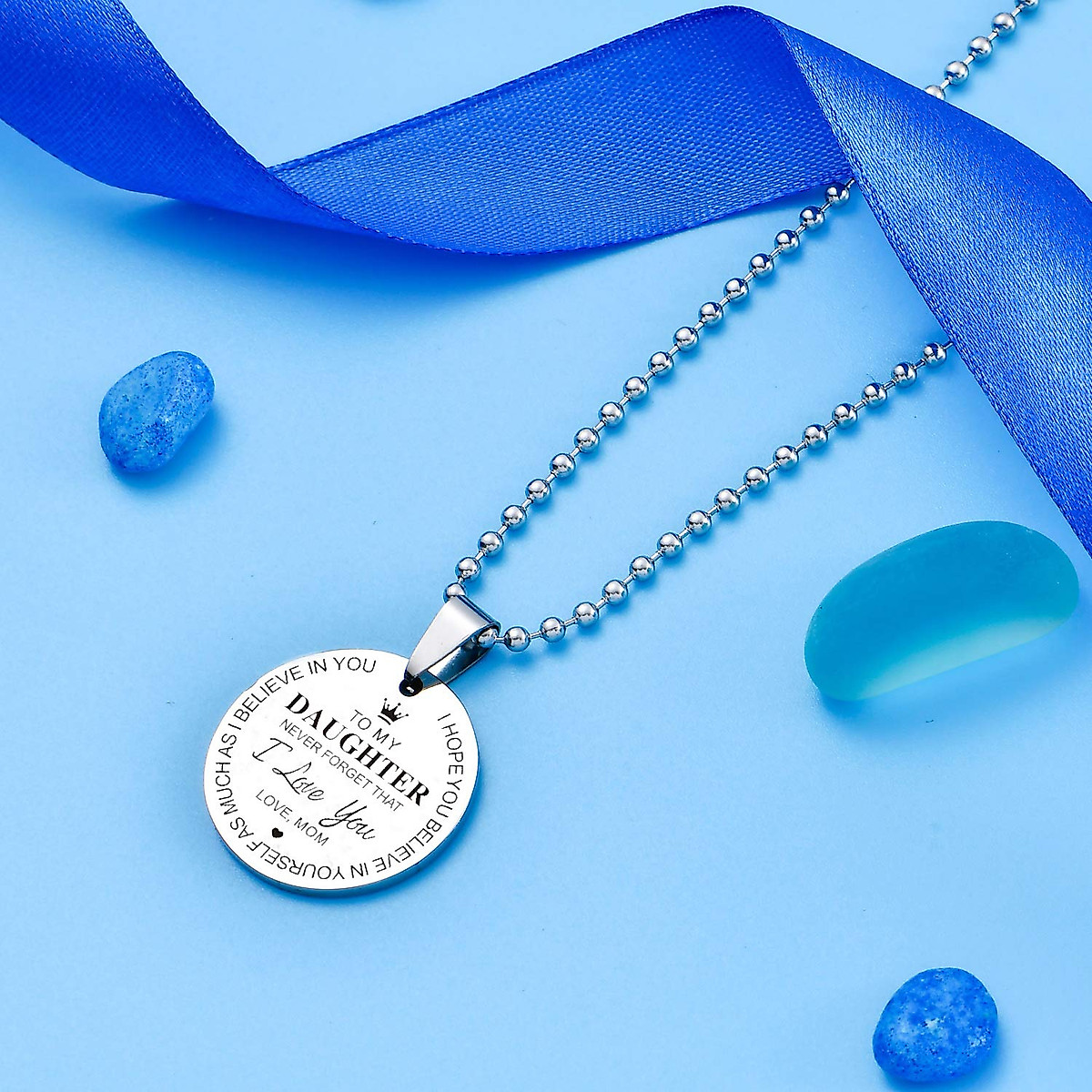 malyunin Inspirational Gifts Necklace To Son Daughter Gift from Mom Dad Never Forget That I Love You Family Jewelry Graduation Gifts (Mom To Daughter)