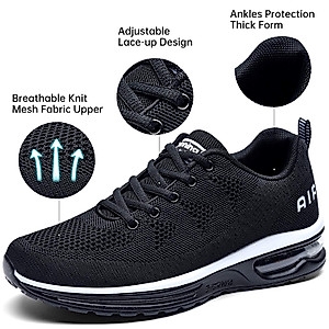 MEHOTO Mens Air Running Sneakers, Men Sport Fitness Gym Jogging Walking Lightweight Shoes, Color BlackWhite, Size 10