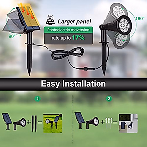 T-SUNUS Solar Landscape Spotlights Color Changing, Solar Spot Lights Outdoor Waterproof Garden Pond Light, 180° Adjustable Wall Light, Separately Installed for Outdoor/Indoor Pack of 2 (7 Color)