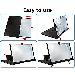 12inch Phone Screen Magnifier,3D Screen Magnifier for Cell Phone,Smartphone Foldable Screen Magnifier, Mobile Phone Amplifier Fit for All Smartphone