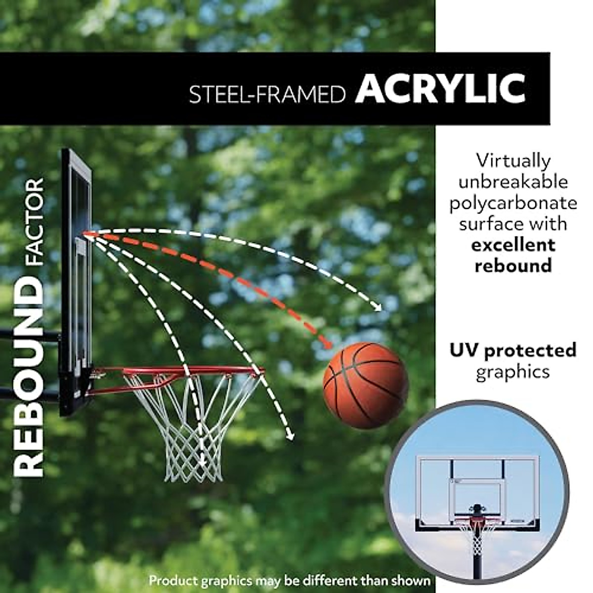 Lifetime Portable Basketball Hoop, 54 Inch Steel-Framed Acrylic Backboard