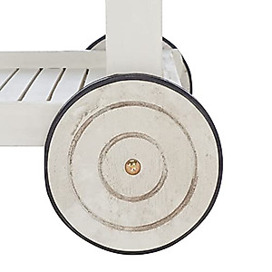 SAFAVIEH Outdoor Collection Orland White Washed Acacia Wood Slatted Tea Trolley