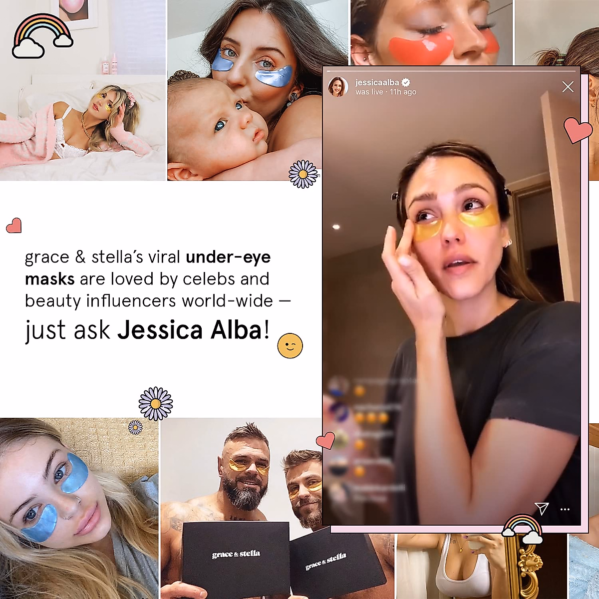 Under Eye Mask - Reduce Dark Circles, Puffy Eyes, Undereye Bags, Wrinkles - Gel Under Eye Patches, Vegan Cruelty-Free Self Care by grace and stella (24 Pairs, Blue)