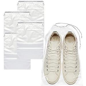 PUREVACY Clear Drawstring Bag, 12 x 16 Inches. 100 Pack Clear Plastic Drawstring Bags. 2 Mil Double Drawstring Clear Plastic Bags. Waterproof Clear Drawstring Bags for Goodies, Travel Essentials