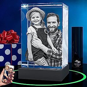 ArtPix 3D PREMIUM Crystal Photo Rectangle, Great Personalized Gifts With Your Own Photo for Dad, Mom, Men, Women, 3D Laser Etched Picture, Engraved Crystal, Customized Anniversary Couples Gifts