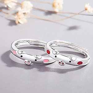 QIAN0813 Creative Cute Pink Red Pig Rings Popular Lucky Piggy Animal Couple Adjustable Open Ring for Women Jewelry (Pink)